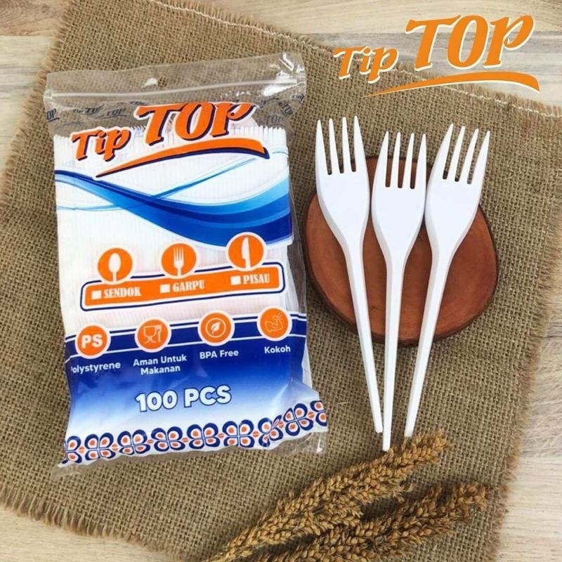 Jual Garpu Makan Plastik Putih Susu (100 pcs) TIPTOP | Shopee Indonesia