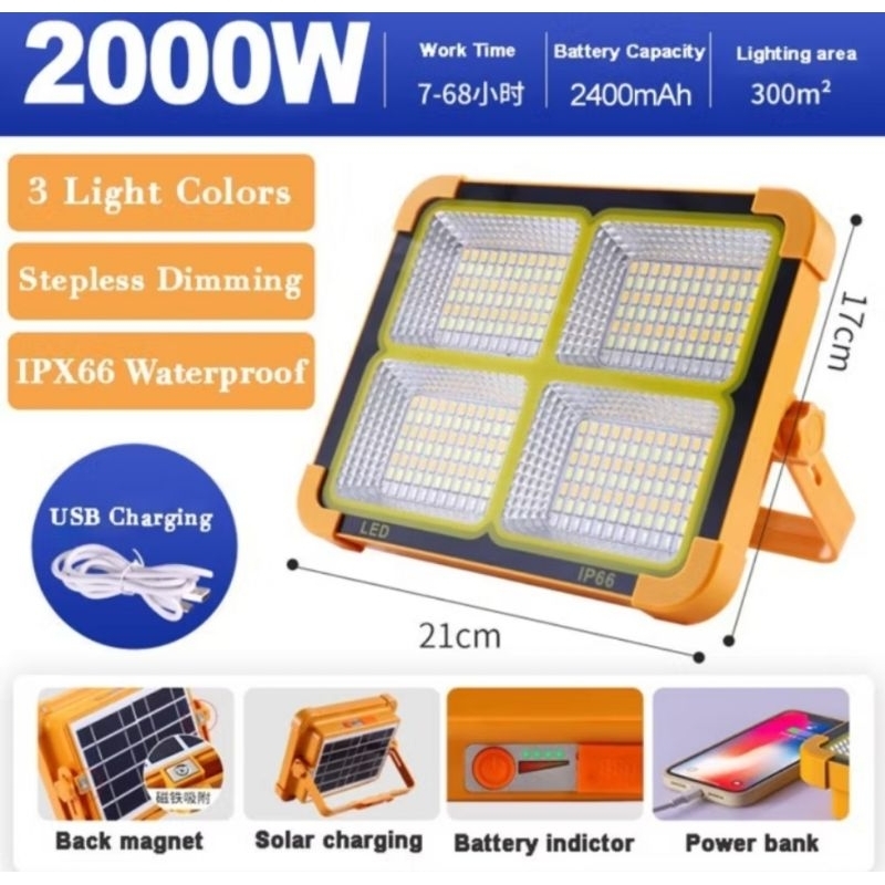 Jual LAMPU LED 100W SOLAR EMERGENCY / POWER SEL SURYA / LAMPU PANEL ...