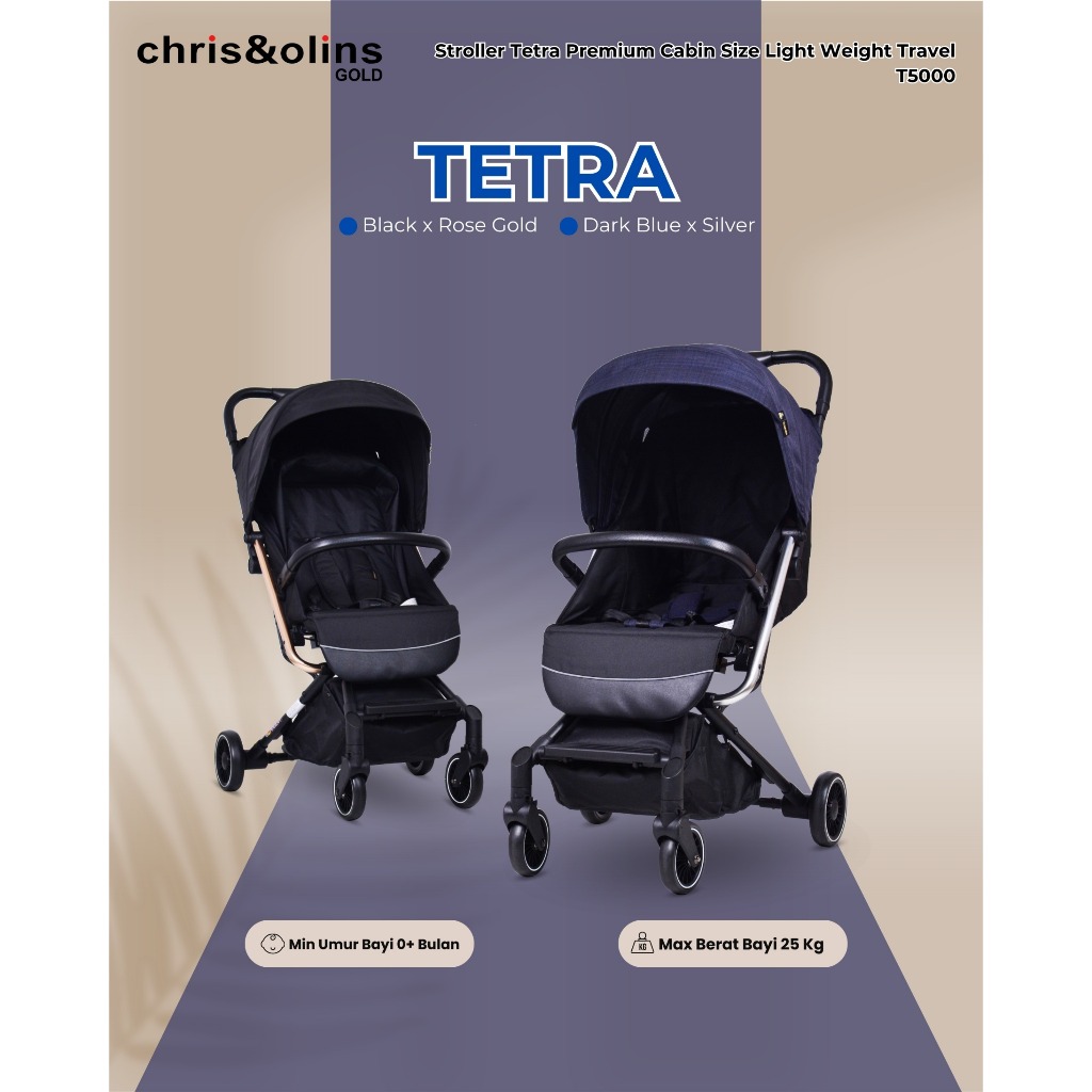 Jual ChrisOlins T5000 Baby Stroller Tetra Premium Cabin Size Light Weight Travelling Kereta ...