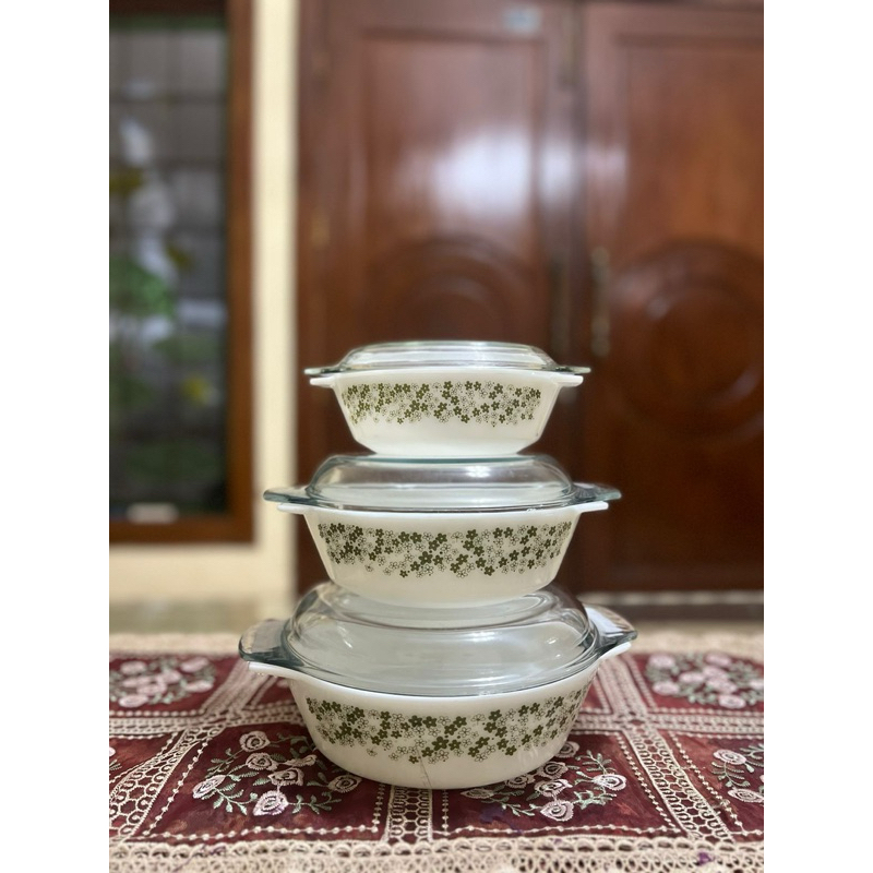 Jual Pyrex Spring Blossom Antiques Vintage Set Isi 3 Unique Cantik ...