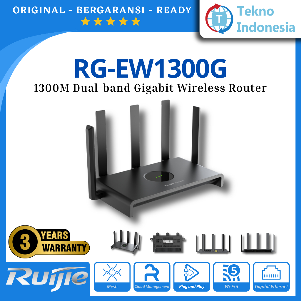 Jual Ruijie Reyee RG-EW1300G Router Wi-Fi 5 Mesh Gigabit Band ganda ...