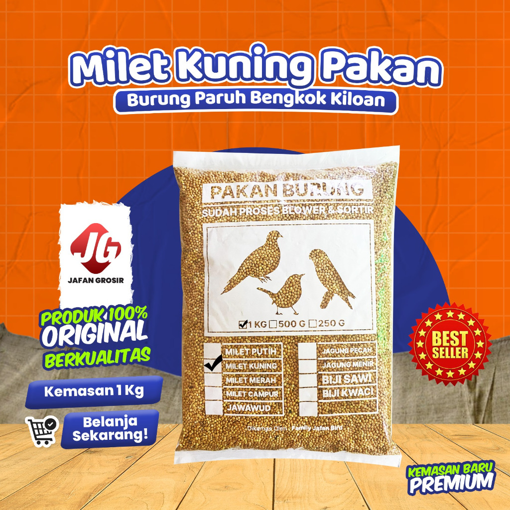Jual Milet Kuning BERSIH Pakan Burung Love Bird Parkit Nuri kenari ...