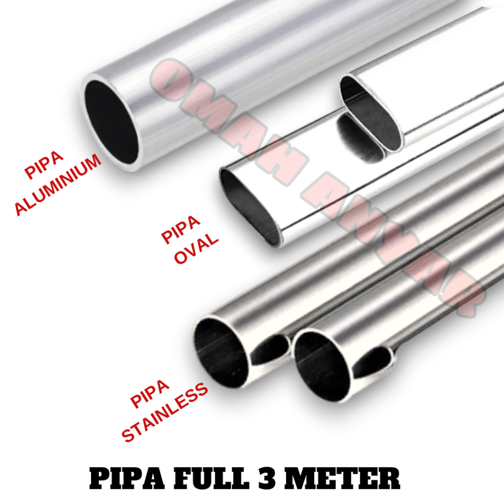 Jual 3 Meter Pipa Aluminium Pipa Oval Pipa Stainless Tanpa Potong ...