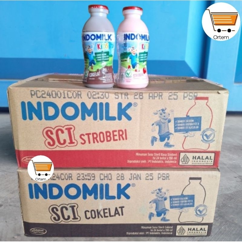 Jual INDOMILK BOTOL 190 mL 1 DUS | 24 PCS | COKELAT | STROBERI | MELON | Shopee Indonesia