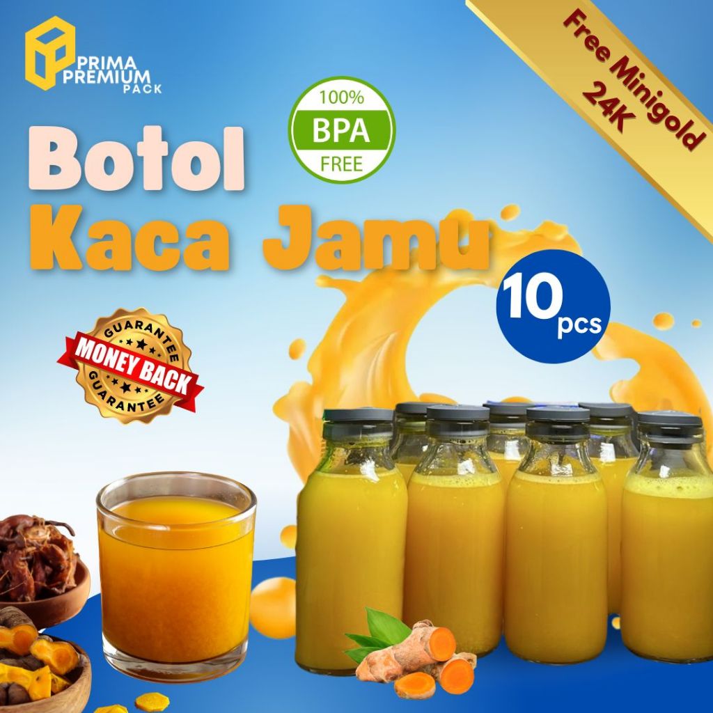 Jual Botol Kaca Jamu Ginger Shot 100ml isi 10 Pcs, Pusat Botol Kaca ...