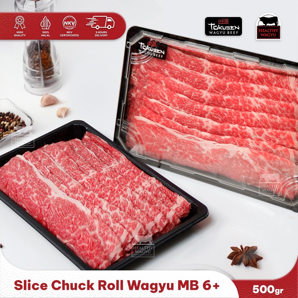 Jual Tokusen Slice Chuck Roll Wagyu MB 6+ Premium Shabu Beef | Shopee ...