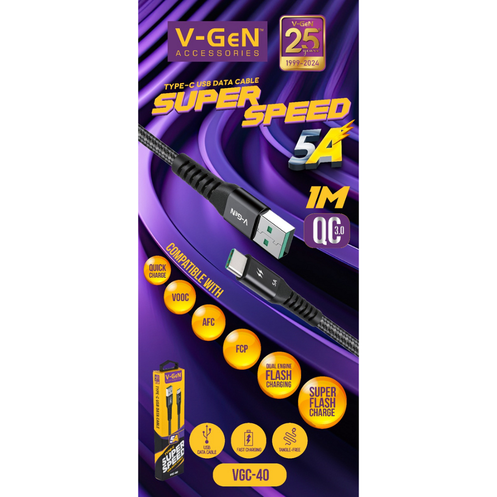 Jual Kabel Data Type C V-GeN VGC-40 Super Fast Charging QC 3.0 5A 1 ...
