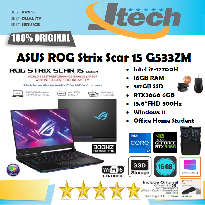Jual ASUS ROG Strix SCAR 15 G533ZM - i7-12700H - 16GB - 512GB SSD ...