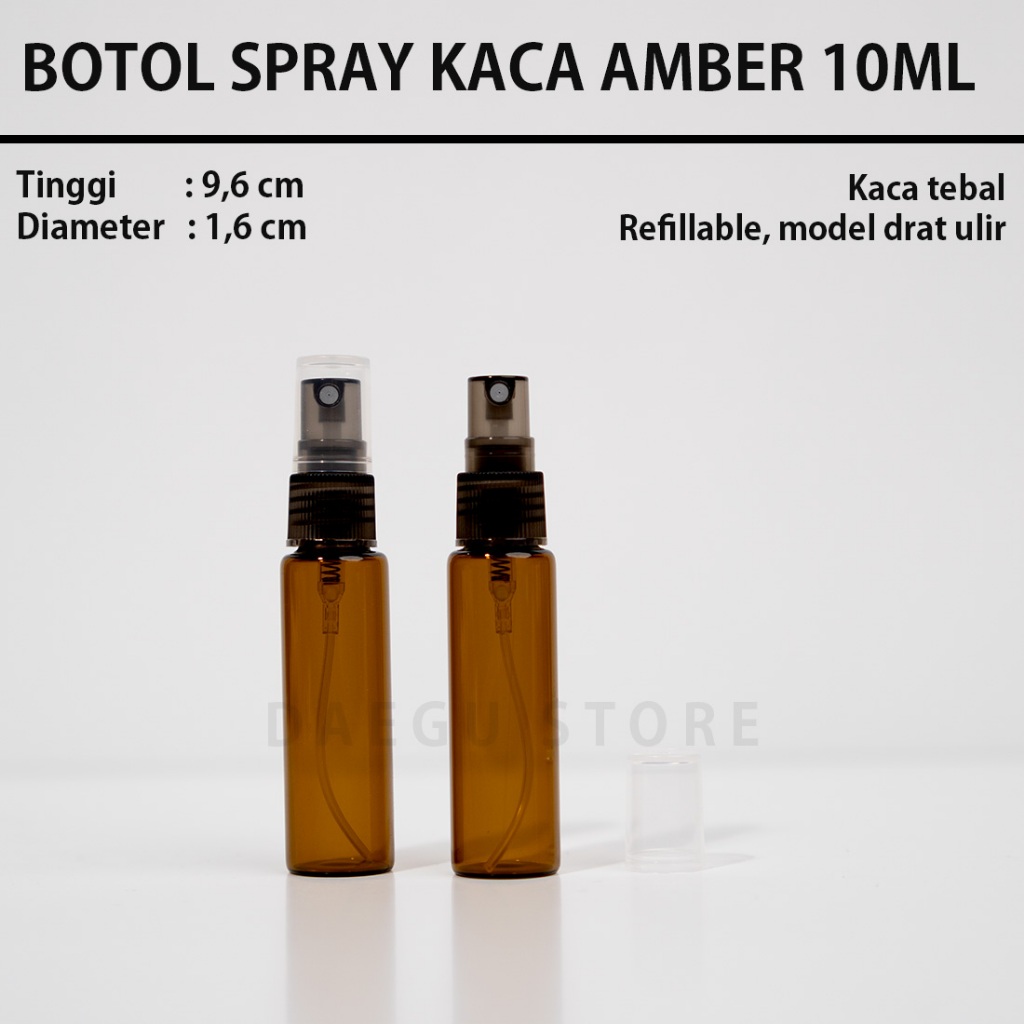 Jual Botol Spray 10ml Kaca Amber Coklat model Lebar - Parfum Refill ...
