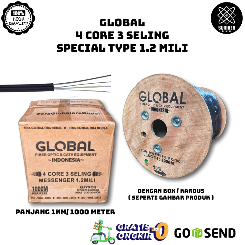 Jual GLOBAL KABEL FO 4 CORE 3 SELING 1 KM | DROPCORE CABLE FIBER OPTIC ...