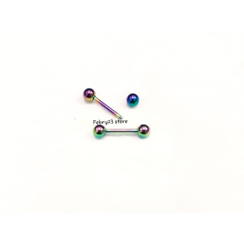 Jual Ball 4mm Anting Piercing 1cm Tusuk Tindik Barbel Pelangi Titanium ...