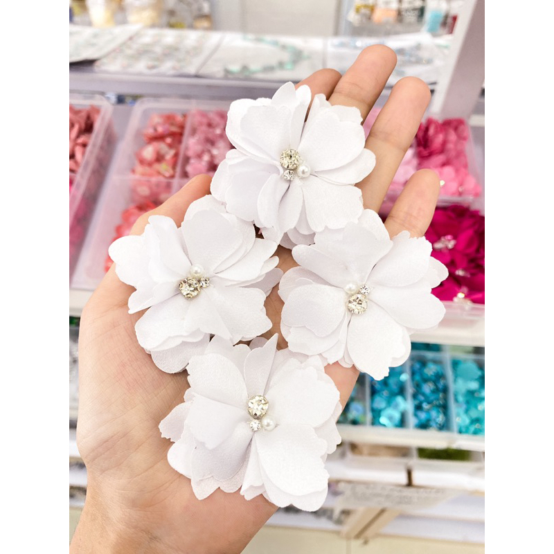 Jual Bunga 3d/Bunga payet (Putih, putih tulang) | Shopee Indonesia
