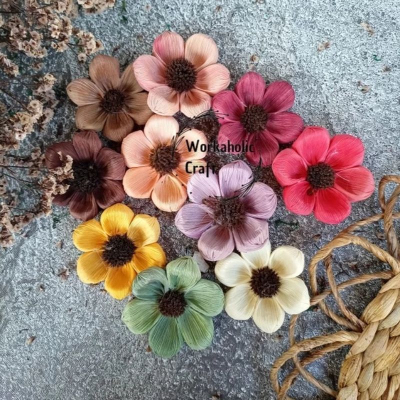 Jual Bunga Klobot Jagung Warna Bunga Mahar Rustic Corn Husk Flower ...