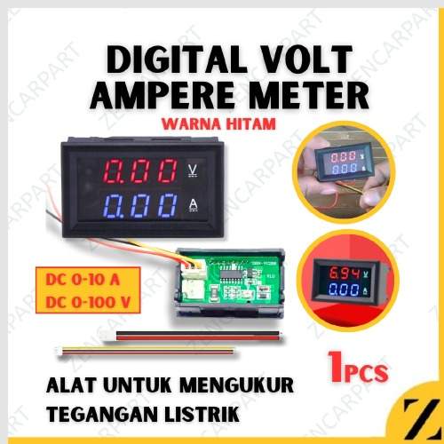 Jual Combo Amperemeter & Voltmeter Digital Dualmeter 0-1000VDC 10A Alat Pengukur Tegangan Arus 0 ...
