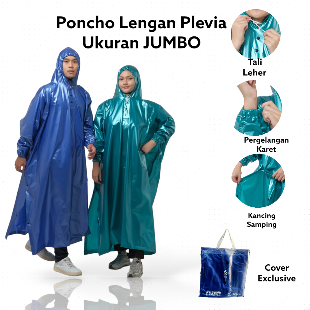 Jual Jas Hujan Ponco Lengan Panjang Jumbo Poncho Big Size Besar Plevia Scarlett 730 | Shopee ...
