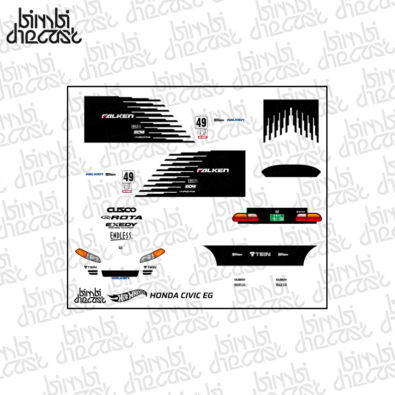 Jual Decal Hotwheels Honda Civic EG Falken Black Transparan | Shopee ...
