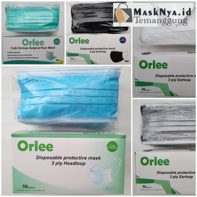Jual MASKER ORLEE 3PLY CANTOL//HIJAB//MEDIS isi 50" | Shopee Indonesia
