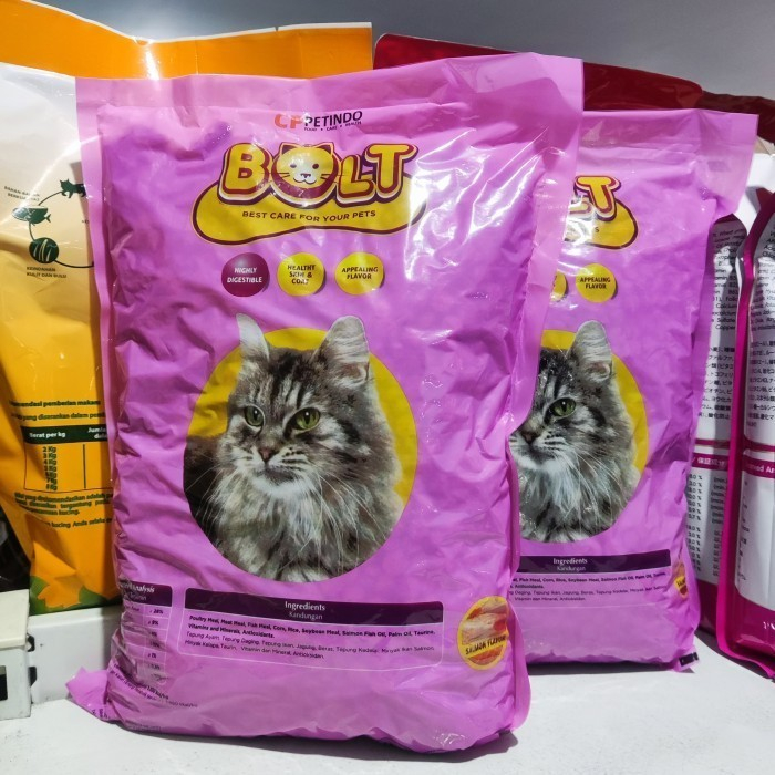 Jual Makanan Kucing Bolt Salmon repack 5pcs 4kg - Cat food bolt cat Dry ...
