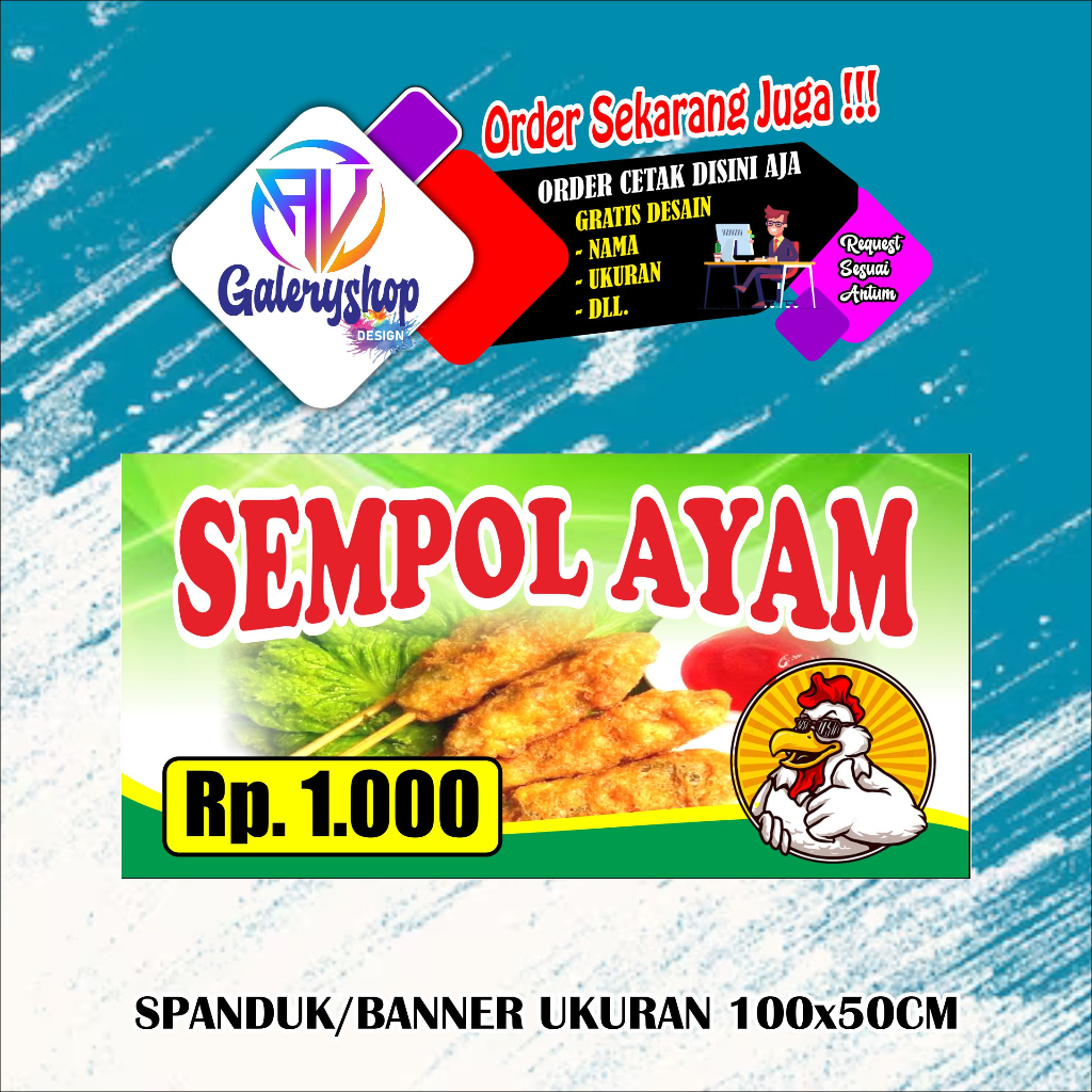 Jual MMT. Spanduk, banner jualan sempol ayam dll ukuran100x50 cm ...