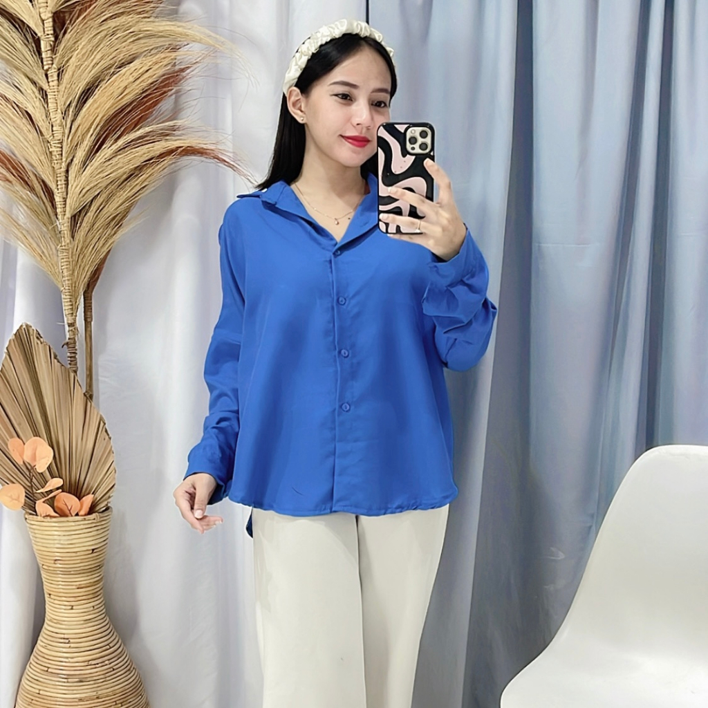 Jual RX FASHION - Dexy Loose Oversize XXL Shirt Katun Poly / Kemeja ...