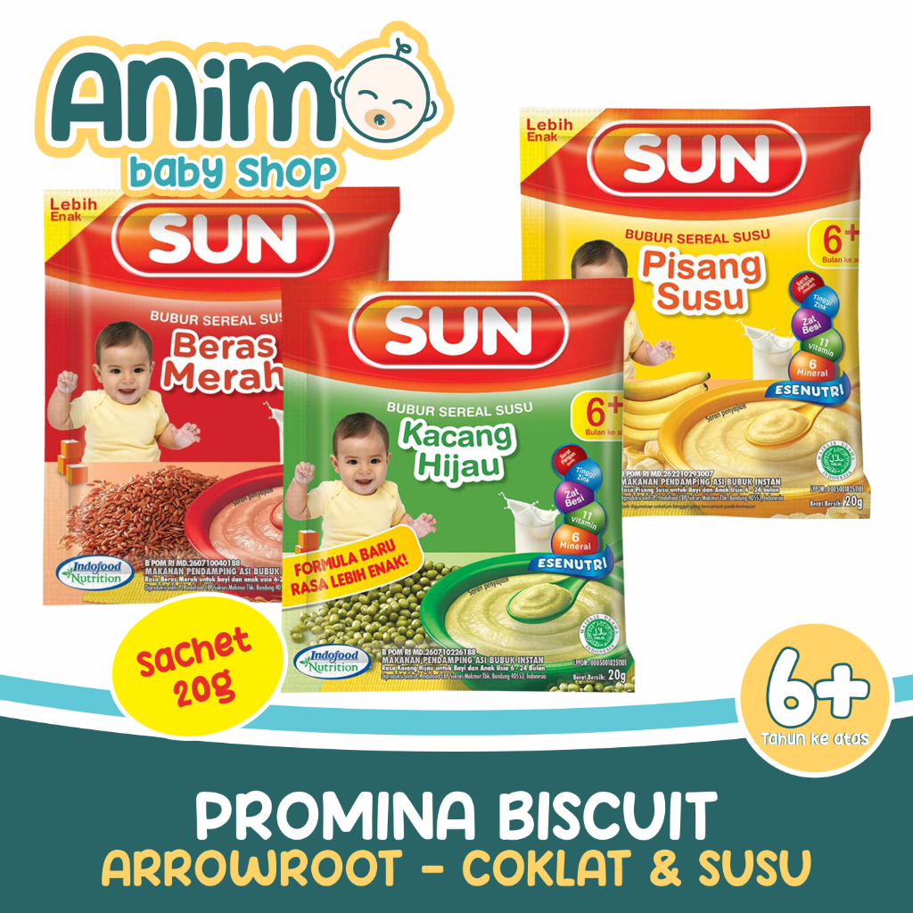 Jual SUN BUBUR SEREAL 6+ KACANG HIJAU BERAS MERAH PISANG MAKANAN BAYI ...