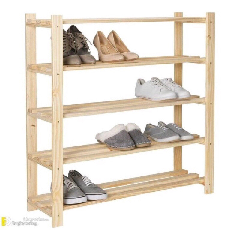 Jual rak susun serbaguna / rak sepatu kayu aesthetic ukuran jumbo / rak ...