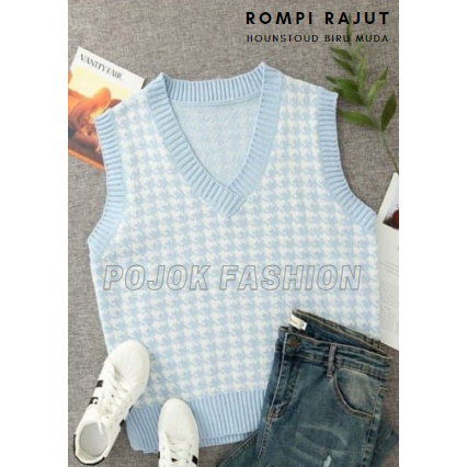 Jual Rompi Rajut Wanita motif Houndstooth Vneck Hight Quality pojok ...