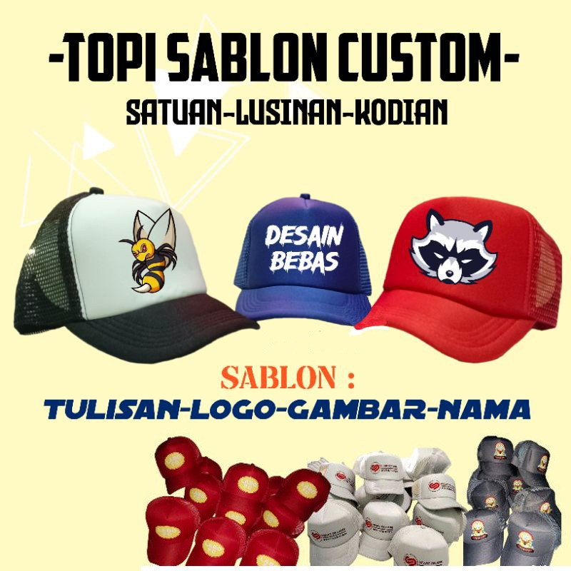 Jual Topi Sablon Custom Bisa Pesan 1 Pcs dan 1 Hari Langsung Jadi Tanpa ...