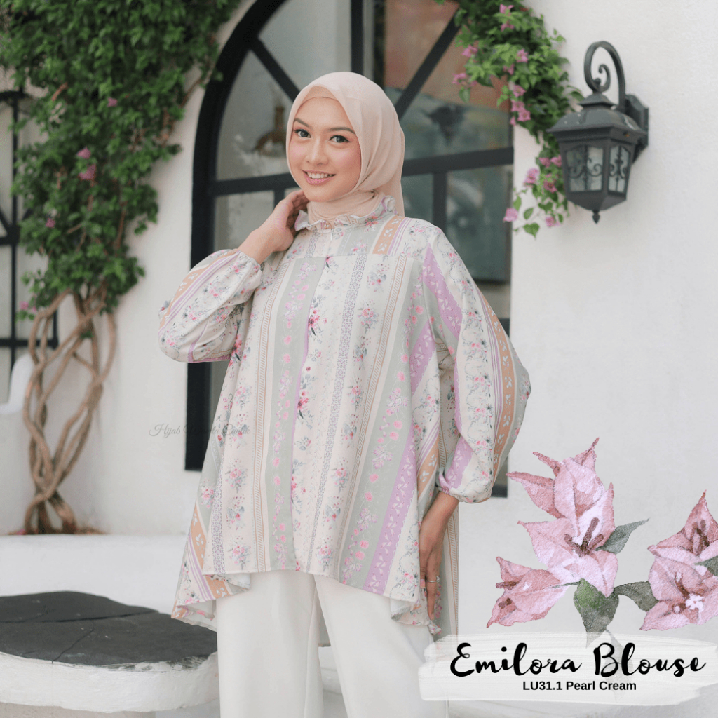 Jual HIRA - Emilora Blouse Hijabwanitacantik - LU31.1 Pearl Cream ...