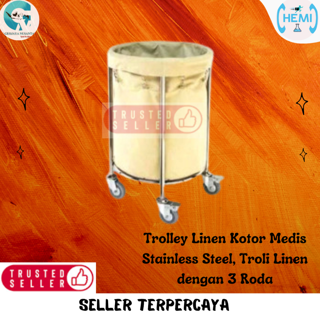 Jual Trolley Linen Kotor Medis Stainless Steel, Troli Linen dengan 3 ...