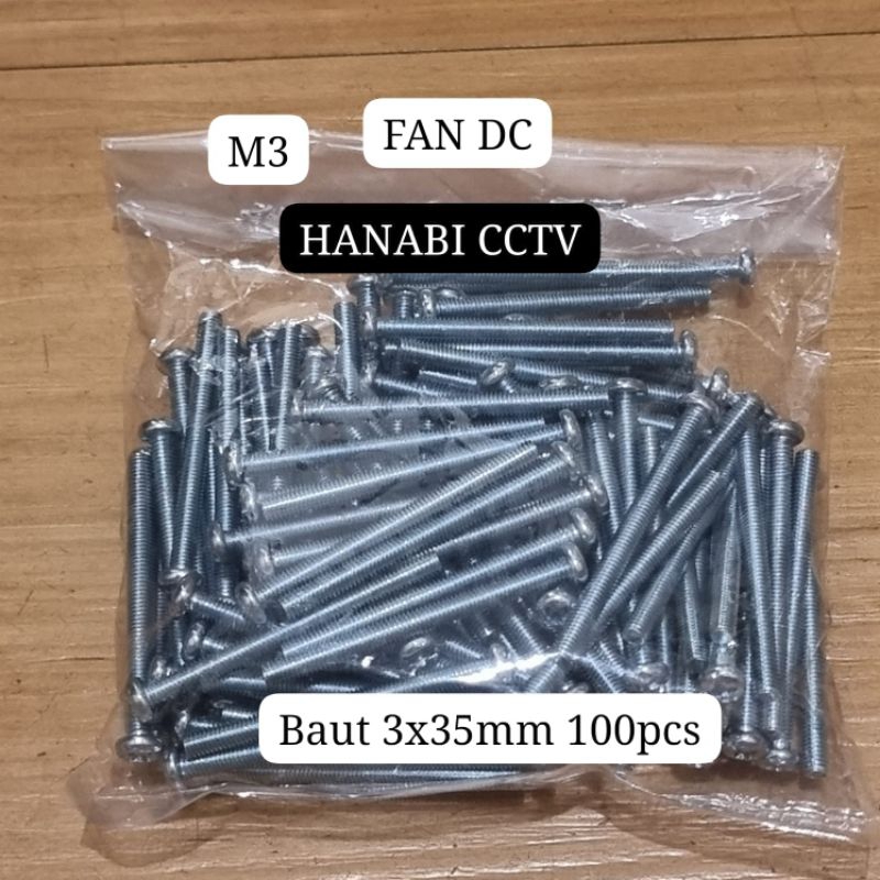 Jual 100 Baut 3X35mm Baut JP M3 x Panjang 3.5cm Diameter 3mm Baut Fan ...