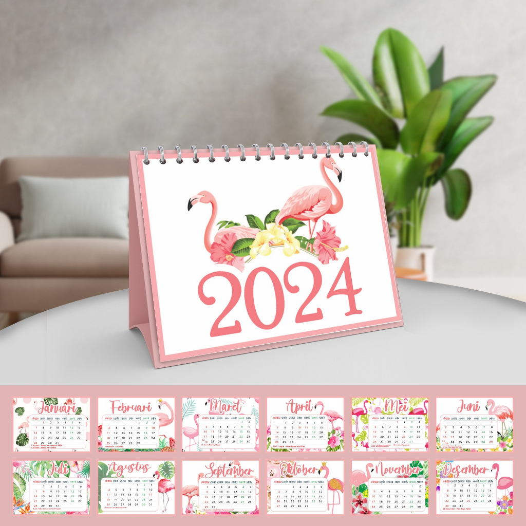 Jual Kalender Duduk Tahun 2024 Spiral Terbaru Modern Hiasan Pajangan ...