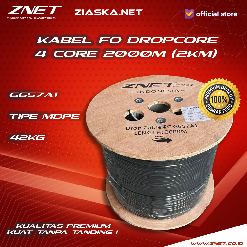 Jual FIBER OPTIK DROPCORE 4 CORE 3 SELING 20000M 2KM KABEL FO DROPCORE ...