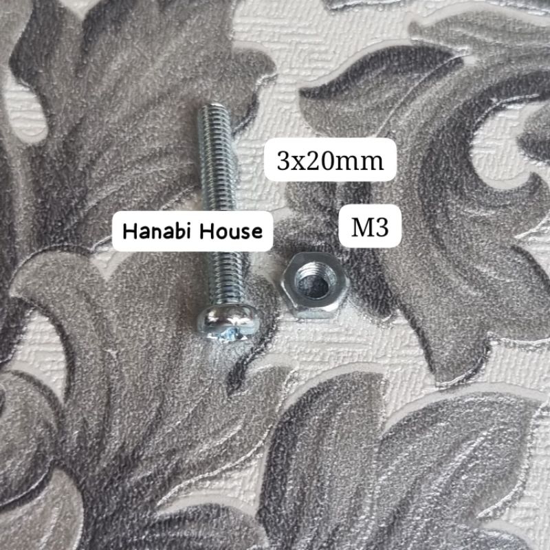 Jual Baut + Mur 3X20mm Baut JP M3 Panjang 2cm Diameter 3mm | Shopee ...