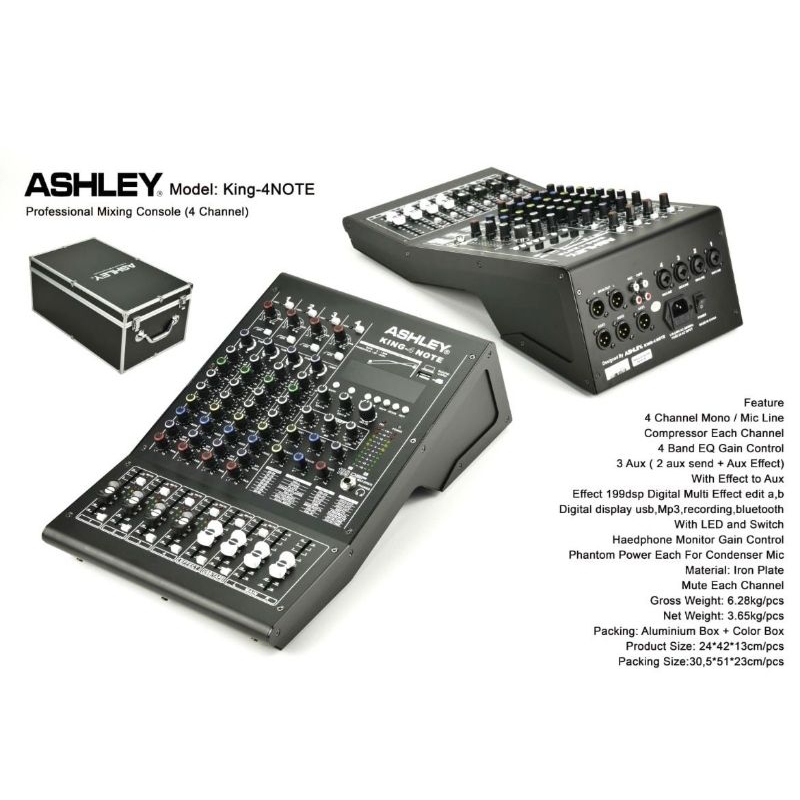 Jual Mixer Ashley King 4 Note Original 4 Channel Bluetooth - USB | Shopee Indonesia