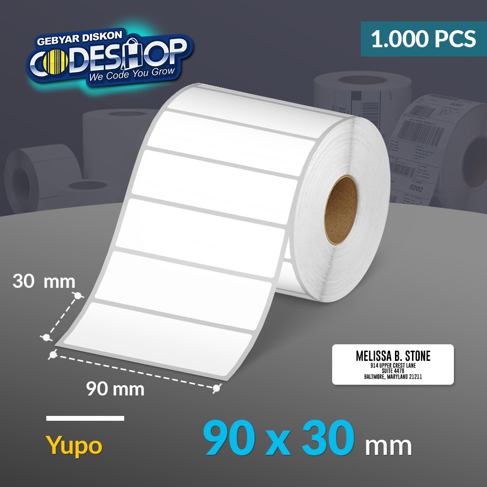 Jual Codeshop Label Yupo 90 x 30 mm 1 Line Stiker Printer Barcode Core ...