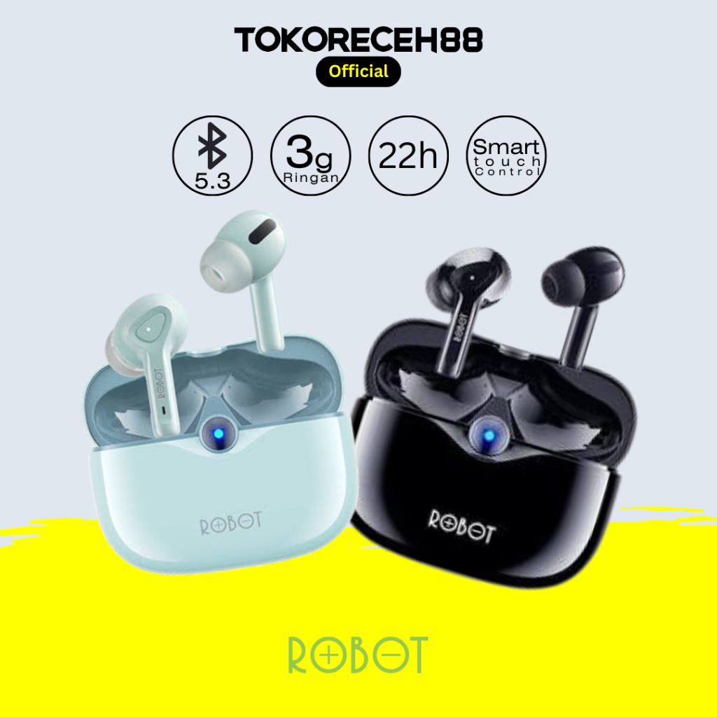 Jual ROBOT TWS Wireless Earphone Airbuds T30 BT 5.3 Wireless Headset ...