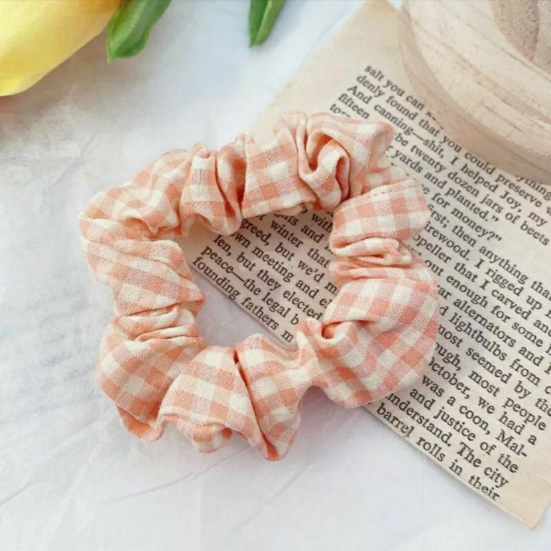Jual RD Ikat Rambut Scrunchie Korea Motif Kotak Hijab Gelang Hairband ...