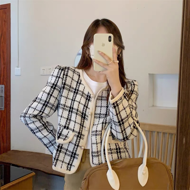 Jual Clouwny Cardigan Wanita Korea Button Tweed Cardigan Outer Fashion ...