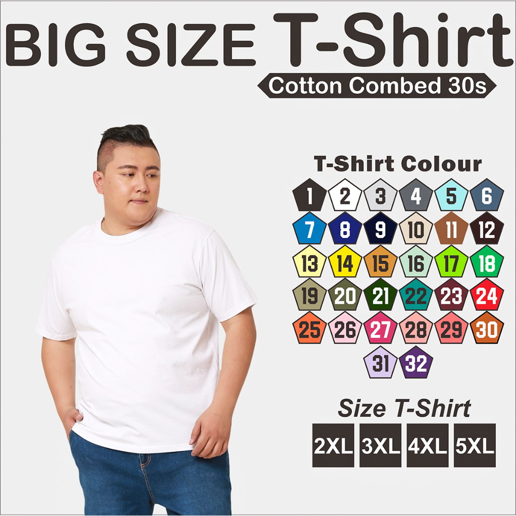 Jual KAOS POLOS BIG SIZE UNISEX LENGAN PENDEK COTTON COMBED 30S UKURAN ...