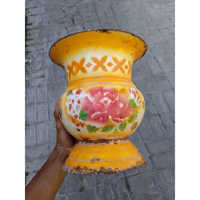 Jual enamel vas bunga jadul bekas vas bunga jumbo | Shopee Indonesia