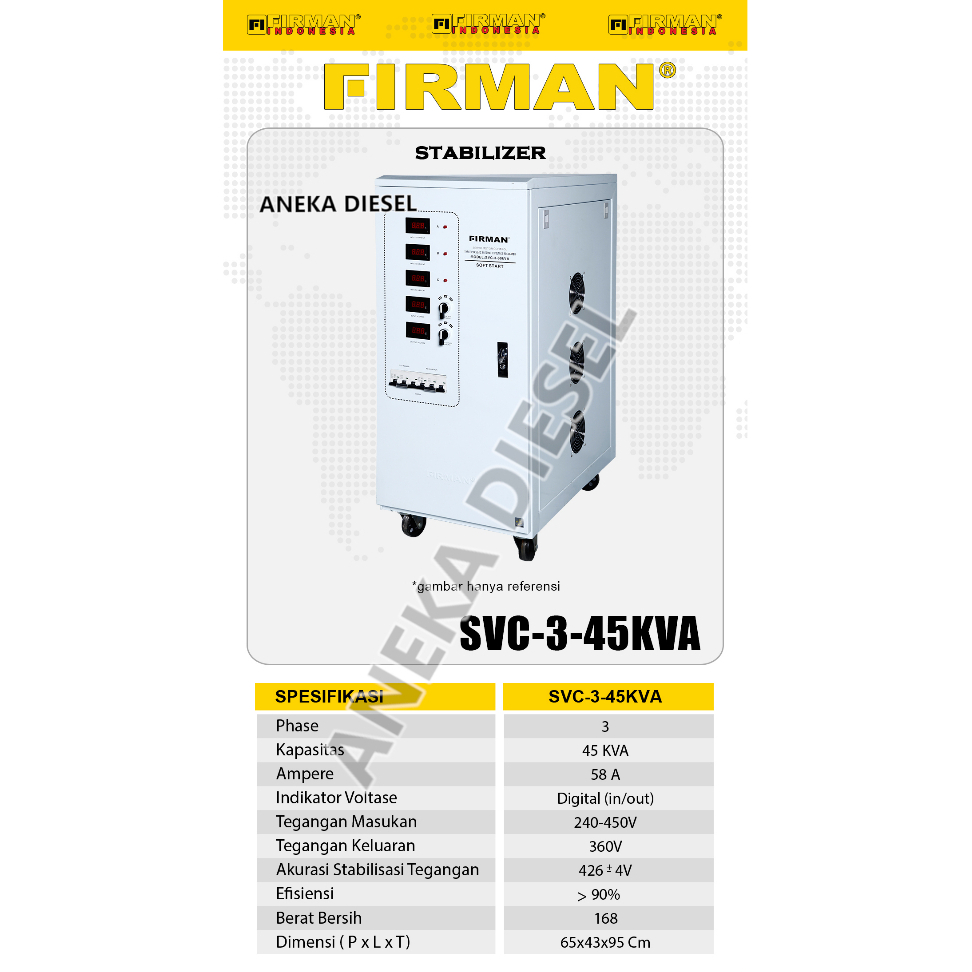 Jual Stabilizer LISTRIK SVC3-45KVA FIRMAN 3 Phase 45KVA / Stavol ...