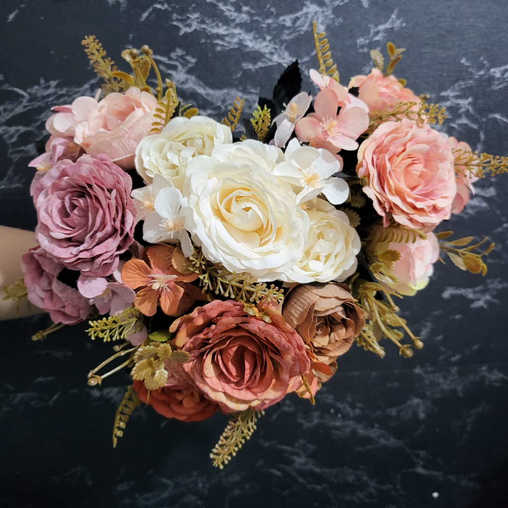 Jual Peony Rustic 3 kuntum aksesoris premium bunga artificial dekorasi ...