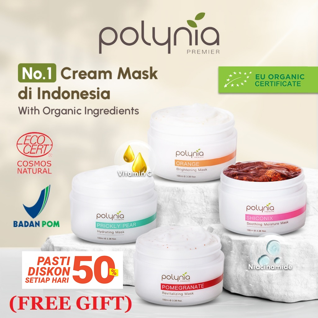 Jual (FULL SIZE) Polynia Face Mask 100ml Peptide | Pomegranate ...