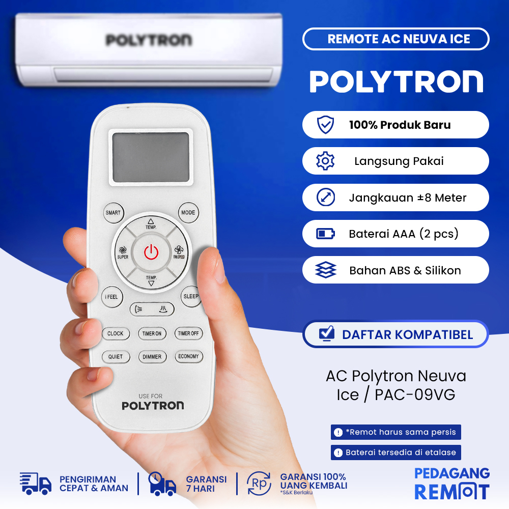 Jual Remot Remote AC Polytron Neuva Ice (PAC-09VG / PAC-05VG ) | Shopee Indonesia