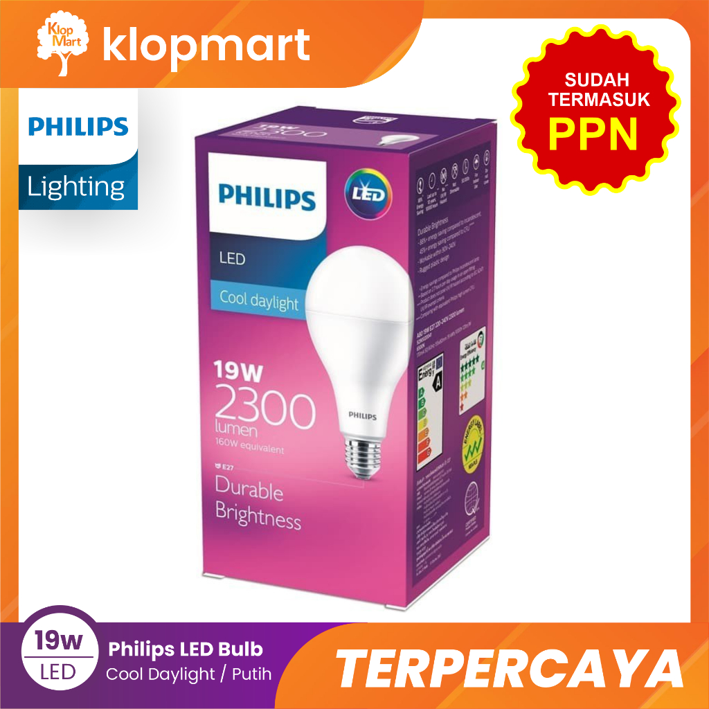 Jual Lampu Philips LED Bulb 19W-160W E27 6500K Putih - Cool Daylight ...