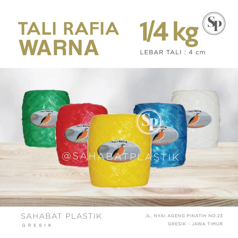 Jual 1/4 kg TALI RAFIA WARNA PUYUH / TALI RAFIA 250 gr cap burung puyuh ...