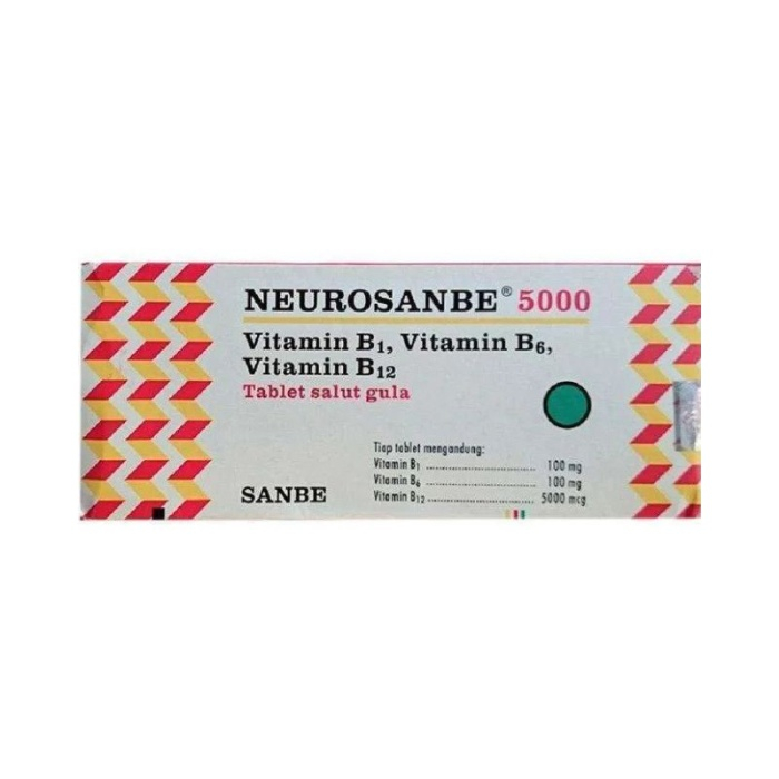 Jual NEUROSANBE 5000, strip isi 10 tablet, vitamin saraf, pegal2 ...