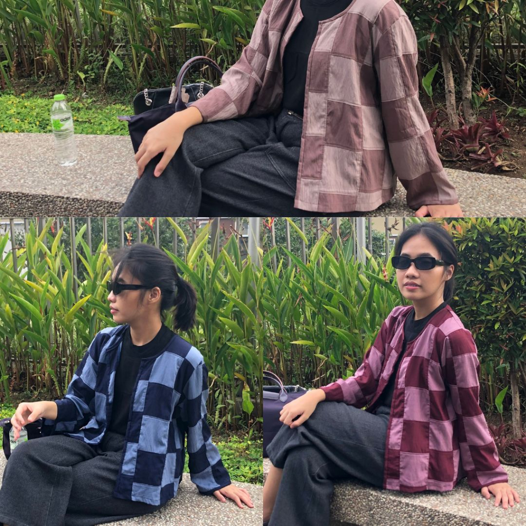Jual Patchwork Outer / Blazer / Linen Outer | Shopee Indonesia