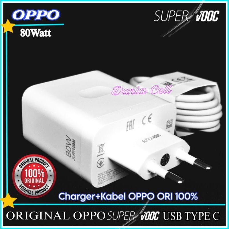 Jual Charger Original Super VOOC 80 Watt Type C / Oppo A95 , A78 , A96 ...